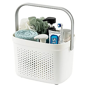 TAILI Portable Shower Caddy Basket Tote, Plastic Shower Basket with Handle, Dorm Room Essentials Toiletry Caddy for Dorm College Bathroom Cleaning Camping, Grey