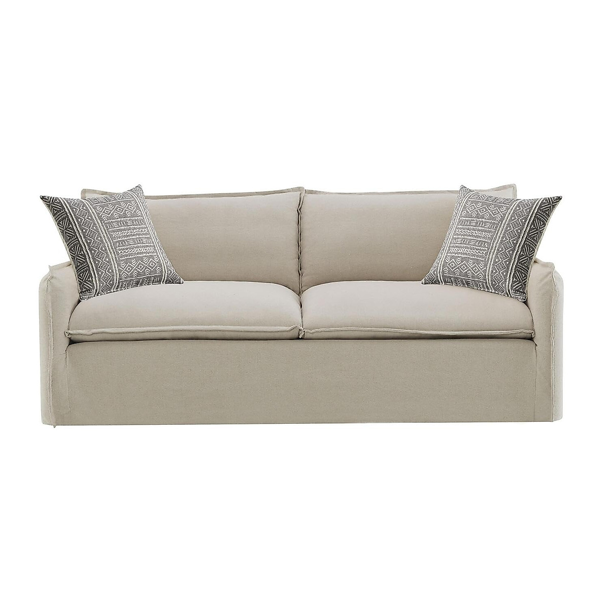 Acme Upendo Contemporary Linen Fabric Sofa with 2 Pillows in Beige