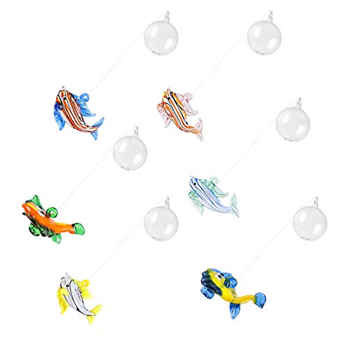 Baluue Floating Fish Tank Decorations - 6pcs Aquarium Float Ball Decoration Fish Tank Blown Glass Fish Figurine Floating Aquarium Accessories
