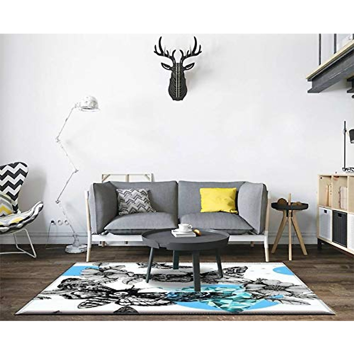 Home Area Runner Rug Pad Death's Head Hawk Moth and Dog Roses Hand Drawn Vector Seamless Thickened Non Slip Mats Doormat Entry Rug Floor Carpet for Living Room Indoor Outdoor Throw Rugs