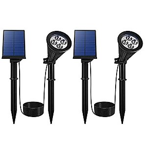 YINGHAO Solar Spot Lights Outdoor Separated Panel and Light 10ft Cable, 2 Installations Waterproof Solar Landscape Light, Auto On/Off for Yard Garden Flag Pole Wall Pathway, Cool White 2 Pack