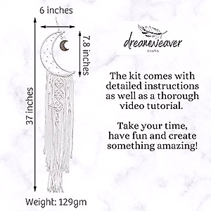 DREAMWEAVER CRAFTS Macramé Moon Dreamcatcher DIY Craft Kit – Make Your Own Bohemian Style Home Décor Wall Hanging – Rewarding Art Project for Teens or Adults