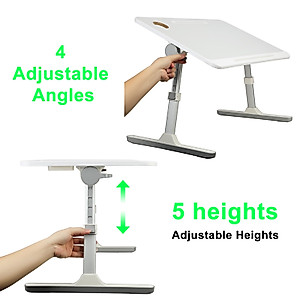 Laptop Bed Tray Desk, Height&Angle Adjustable Laptop Bed Table with Storage Drawer, Foldable Portable Lap Desk with Foldable Legs, Laptop Table for Bed/Sofa/Couch/Floor