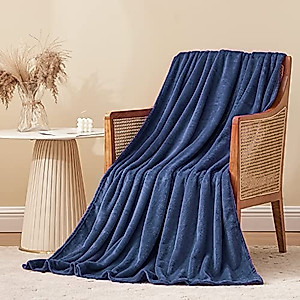 RUIKASI Fleece Throw Blanket Single - Plush Fuzzy Flannel Blanket Navy Blue for Single Size Bed, Super Soft Warm Blanket for Sofa and Couch, Fluffy Blanket 50x60 Inches