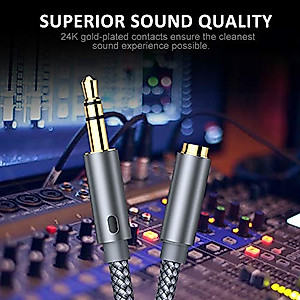 Goalfish Headphone Extension Cable, 3.5mm Extension Audio [2-Pack, 6.6ft] Male to Female Aux Adapter Hi-Fi Sound Stereo Extender Cord for Headset, iPhone, iPad, Smartphones, Tablets & More (Grey)