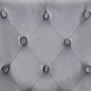 BELLEZE Modern Velvet Desk Chair for Home Office or Bedroom Vanity, Tufted Upholstered Seat with Slim Arms, Adjustable Height, Swivel, Wheels - Belden (Gray)