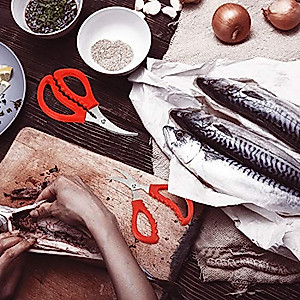 Kitchen Seafood Scissors Multifunctional Stainless Steel Shears Seafood Fish Crab Shrimp Lobster Scissors for Kitchen Seafood Peeling Tools (3, Red)