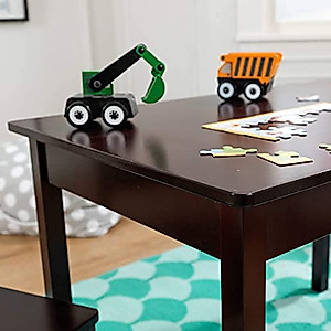 KiddKraft 897828 Wooden Rectangular Table 2 Chair Set for Kids Espresso, Gift for Kids
