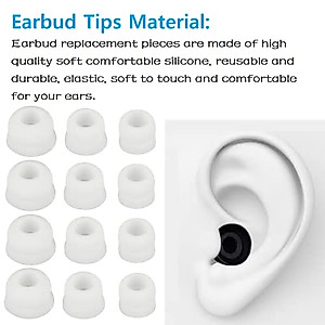Double Flange Replacement Ear Tips Compatible with Beats Studio Buds and Beats Fit Pro,6 Pairs S/M/L Silicone Earbud Tips White