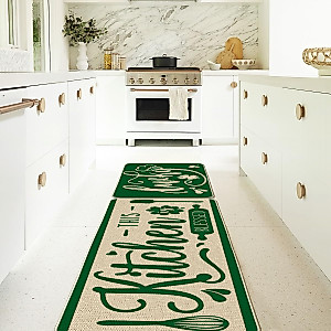 Artoid Mode This Kitchen is Blessed Luck Clover Shamrock Decorative Kitchen Mats Set of 2, Home Party Home Kitchen Rugs - 17x29 and 17x47 Inch