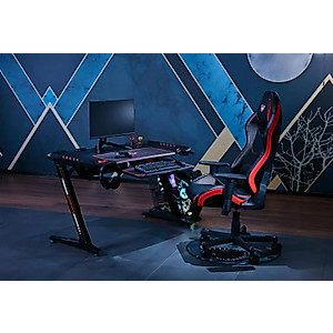 EUREKA ERGONOMIC Gaming Desk with led Lights, Multi-Functional Gaming Computer Table with Retractable Cup Holder Headset Hook for Men Boyfriend Female Gift，50 inch