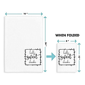 Peaces of Joy Hello Sweet Cheeks Funny Hand Towel Sayings for Bathroom, Rustic Cute Dish Kitchen Fingertip Towels for Home, Decorative Farmhouse Bath Sign Gifts