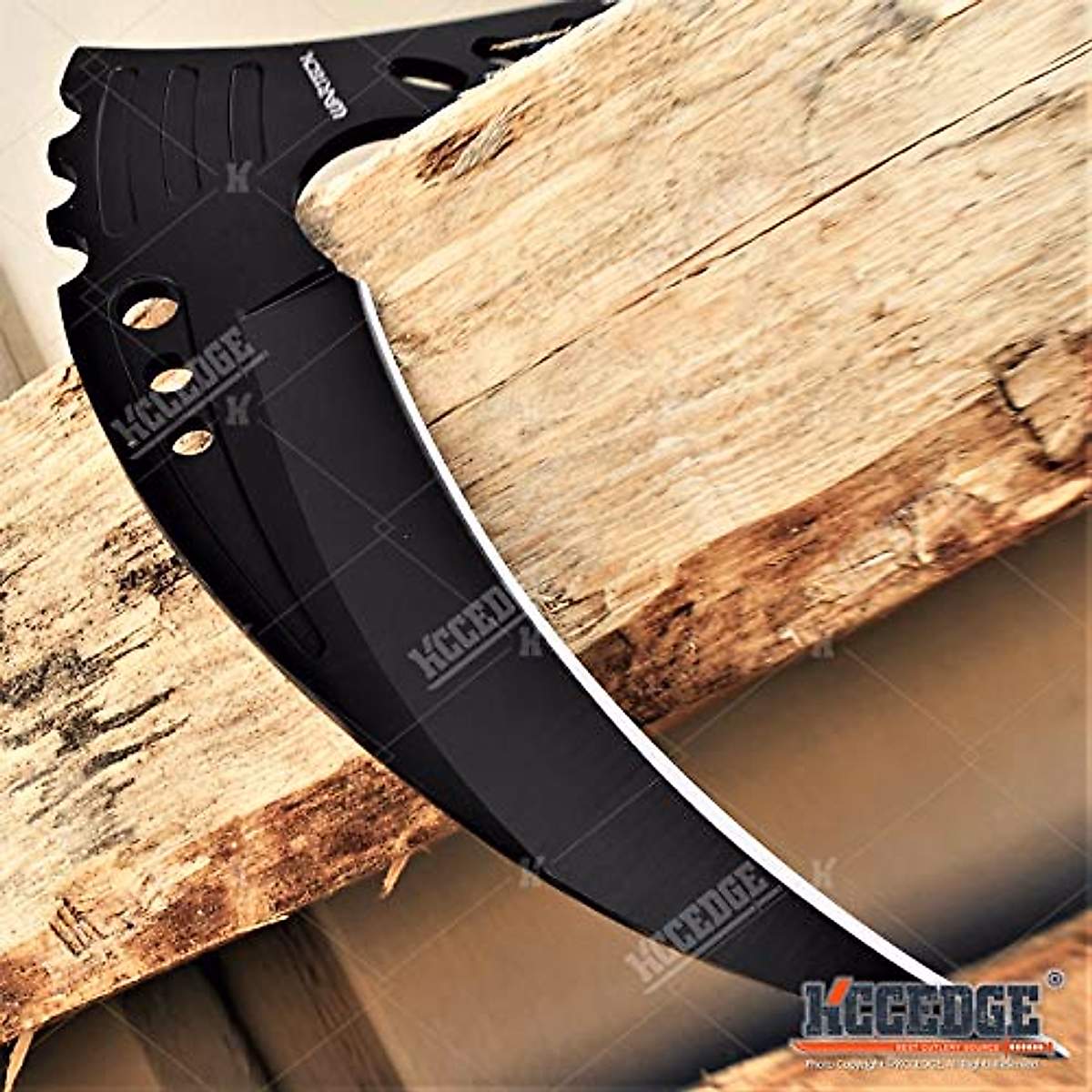 KCCEDGE BEST CUTLERY SOURCE Hunting Knife Tactical Knife Survival Knife 12" Scythe Fixed Blade Knife Full Tang Blade Camping Accessories Survival Kit Survival Gear Tactical Gear 80015 (Black)