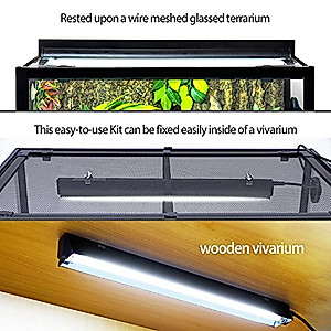 REPTI ZOO T5 HO UVB Lighting Combo Kit, Terrarium Hood Comes with Desert 10.0 UVB T5 Lamp (24W)