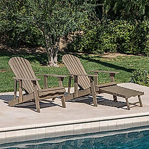 GDFStudio Halley Outdoor Reclining Wood Adirondack Chair with Footrest (2, Grey)