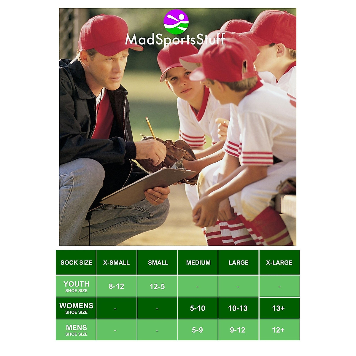 MadSportsStuff Baseball Socks for Boys Men Girls Women - Softball Football - Youth and Adult Tall Socks Over the Calf Socks