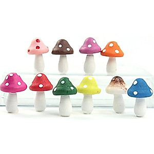 Meyer Imports Mini Wooden Mushroom Decoration (6 Piece) - Miniature Mushrooms for Fairy Garden Art/Crafts/Dollhouse/Figurines Decor - Natural
