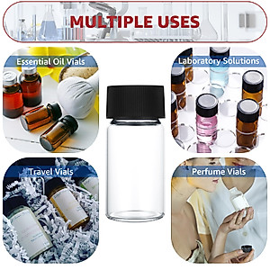 SENENQU 100 PCS 20ml (5 dram) Glass Vials Clear Small Liquid Sample Bottles with Screw Caps, 27.5mm Diameter x 57mm Length Leak-Proof Lab Sample Vials for Laboratory, Seeds