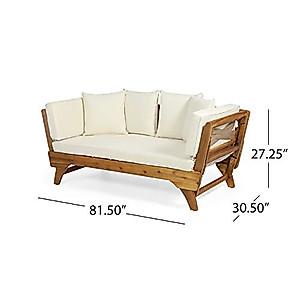 Christopher Knight Home Patrick Outdoor Acacia Wood Expandable Daybed with Water Resistant Cushions, Teak
