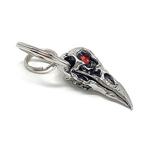 Bravo Bells Raven Skull Diamond Keychain - Pewter Keychain for Bikers - Made in The USA