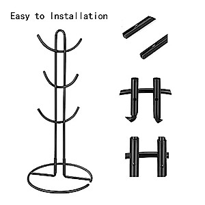 AEKAN Mug Holder,Countertop Mug Tree with Large 6-Mug Holder for Coffee Mugs & Tea Cup Storage Rack