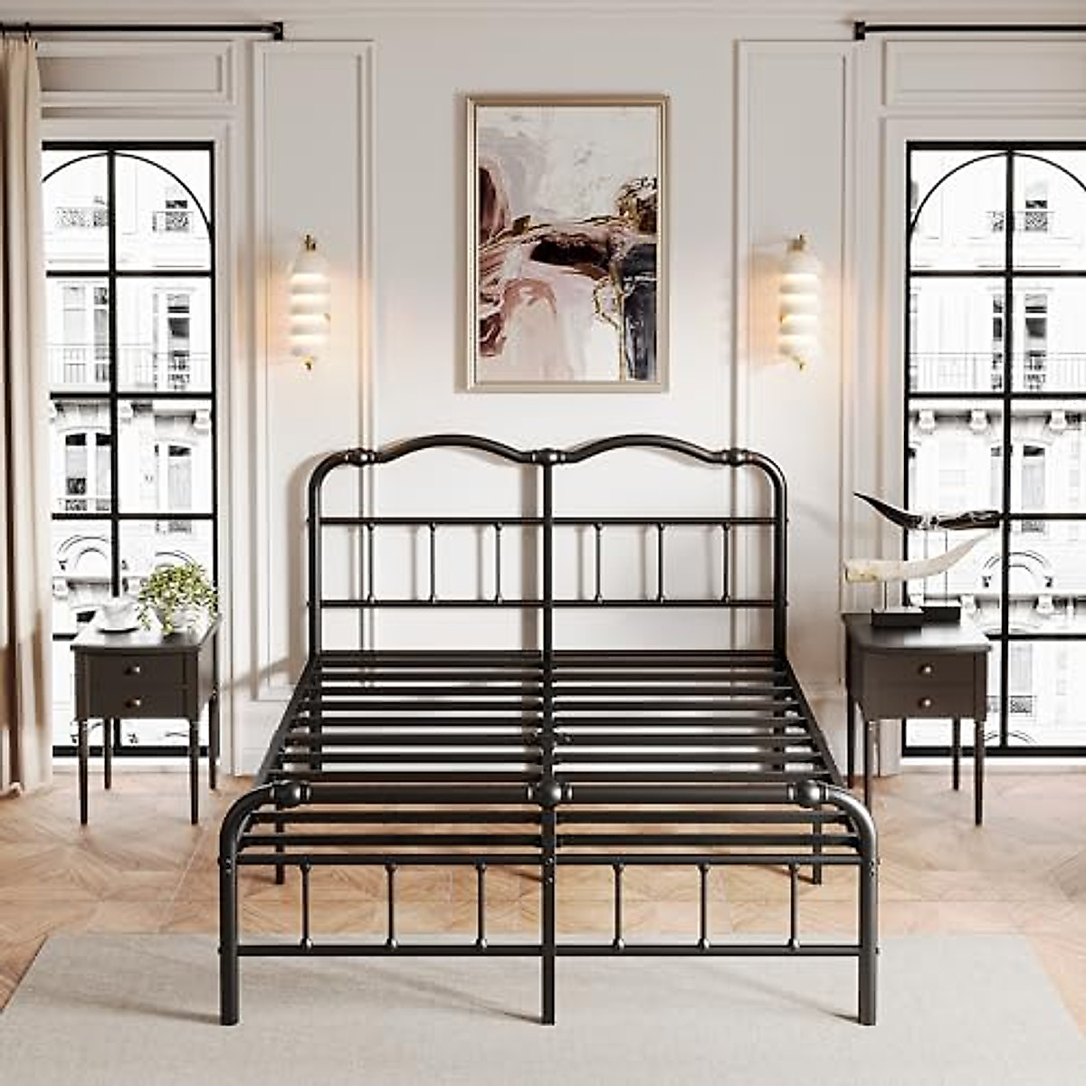 FDLOGW Cal King Size Bed Frame with Headboard and Footboard, 14 Inch High, No Box Spring Needed Heavy Duty Metal Platform Bedframe, Noise Free