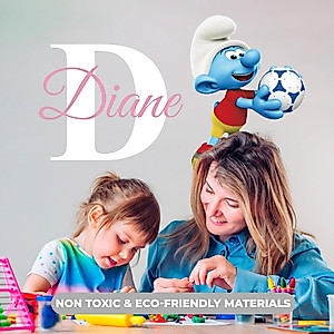 EGD Personalized The Smurfs Wall Decor I Name & Initial Soccer The Smurfs Wall Decals I Custom Name for Your Baby Room Decoration I Nursery Decor for Girls & Boys I Multiple Options for Customization