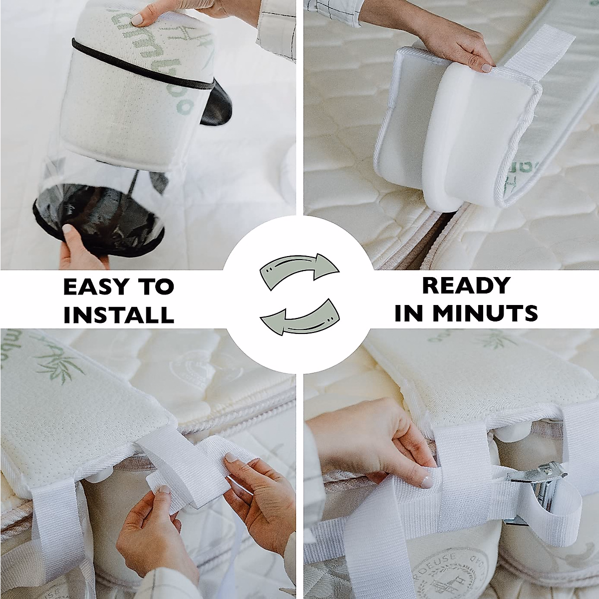 BALIBETOV Twin to King Bed Converter Mattress Bridge, Adjustable Connector Gap Filler Kit, Soft Memory Foam Topper with Bedding Strap, Full, Queen, XL Compatible