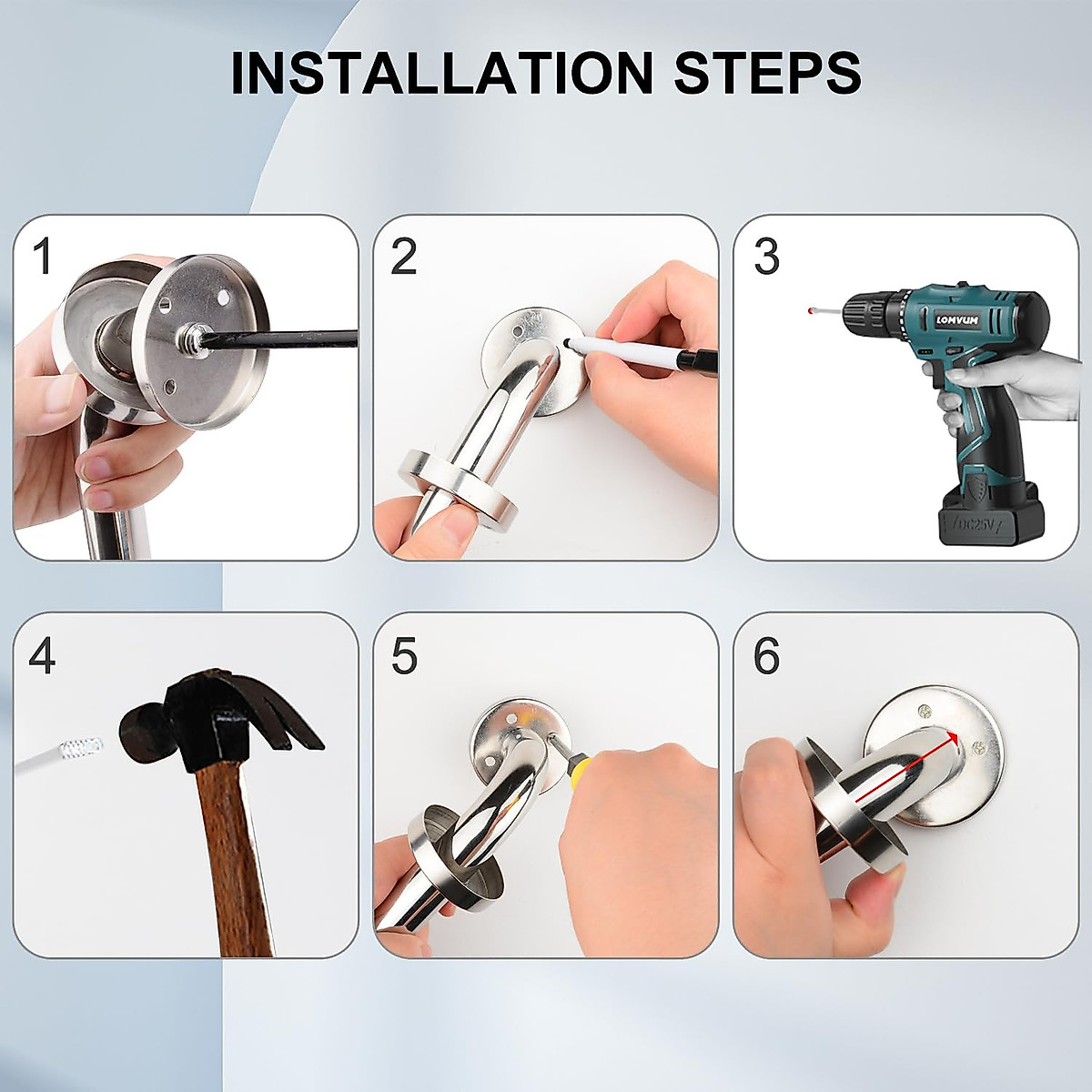 supregear Bathroom Grab Bar, 24 inch 304 Stainless Steel Bathroom Safety Grab Bars Balance Grab Bar in Chrome for Bathtub Shower Toilet Kitchen Bedroom, Concealed Screw Wall Mounted