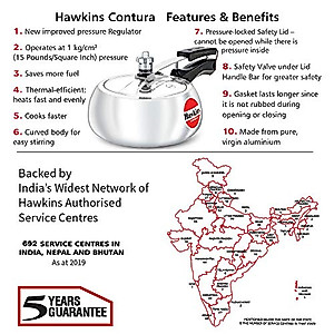 Hawkins HC20 Contura 2-Liter Pressure Cooker, Small, Aluminum