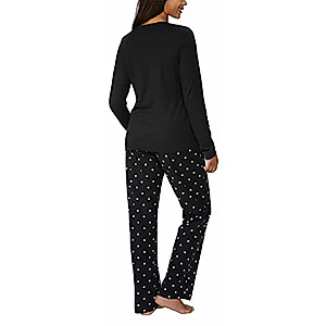 Calvin Klein Womens 2 Piece Fleece Pajama Set Black