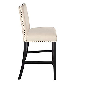 WOZNLA Room 5-Piece Modern Counter Height Set-Stylish Marble Veneer Table with Matching Chairs-Perfect for Home Kitchen Dining Experience, Beige