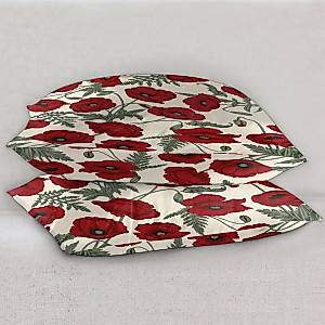 Poppies Satin Pillow Cases Silk Satin Pillowcase for Hair and Skin Standard Set of 2 Super Soft Silk Pillowcase with Envelope Closure (20x26 in)