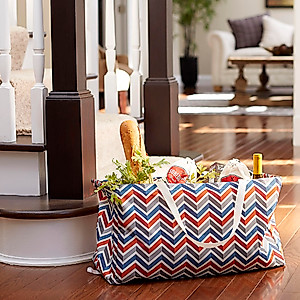 Household Essentials Krush Container All-Purpose Utility Tote, Water-Resistant Vinyl Lining, Chevron