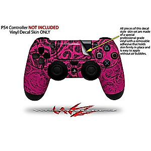 WraptorSkinz Vinyl Decal Skin Compatible with Sony PS4 Controller PlayStation 4 Original Slim and Pro Folder Doodles Fuchsia (Controller NOT Included)