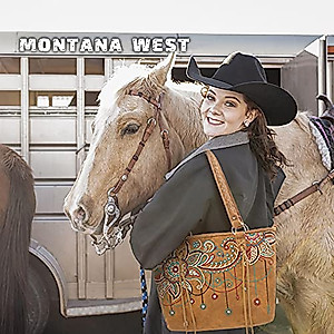 Montana West Leather Concealed Carry Tote Bag Western Style Shoulder Bag Handbag and Purse for Women ABZ-G016WCF
