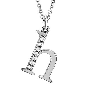 Dazzlingrock Collection 0.05 Carat (Ctw) 10K Diamond Lowercase Letter 'h' Initial Pendant for Mother's Day, White Gold