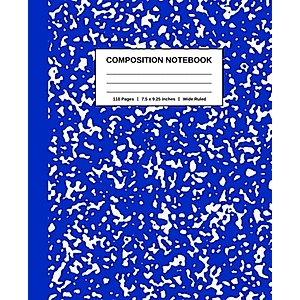 Marble Composition Notebook: Blue Marble Wide Ruled White Paper Composition Book | Blank Wide Lined Writing Book for Girls Boys Kids Teens Students (Marbled Composition Book)