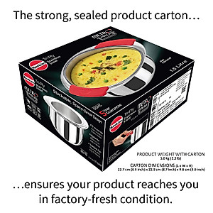Hawkins 1.5 Litre Metro Patila, Triply Stainless Steel Tope, Induction Bhagona, Tapeli, Silver (SSP15)
