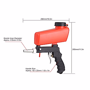 Pneumatic Sandblasting Gun, Small Handheld Sand Blaster Machine Blasting Tool 90PSI 21lbs Capacity