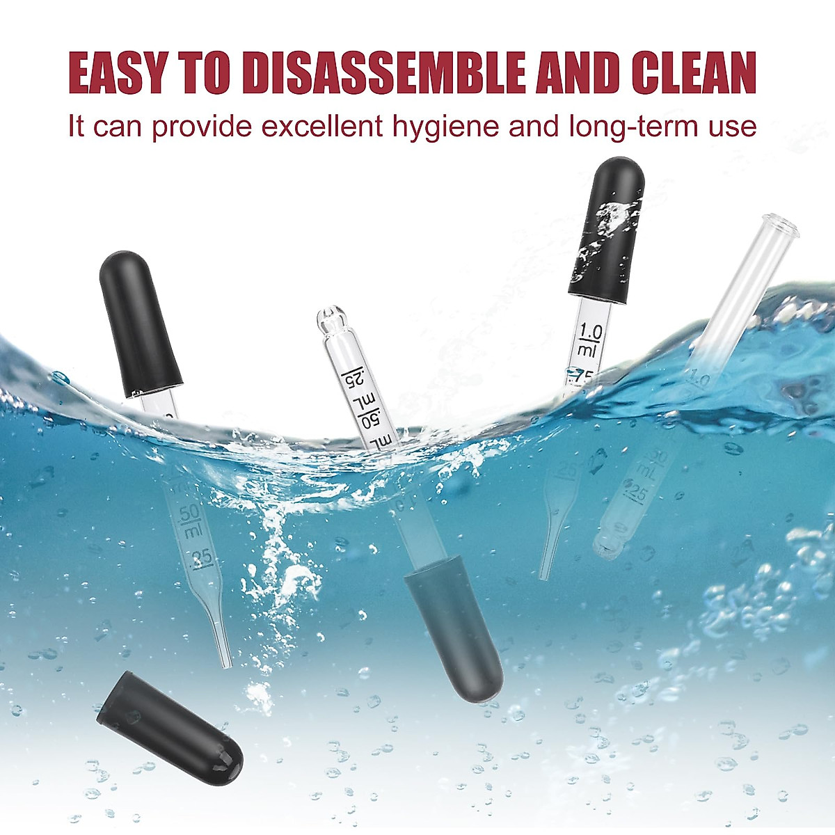 8pcs 1ml Eye Dropper, Glass Dropper with Measurements Pipettes Dropper with Rubber Head Glass Pipette for Medicine, Essential Oils, Feeding, Ear, Laboratory(2 Styles)