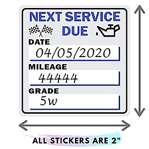 Oil Change Stickers 250 Pcs Per Roll-Service Reminder Stickers-2 inches x 2 inches Premium Clear Stock-Windshield Stickers-Checkered Flag- Peel & Write and Stick with No Residue Car Sticker