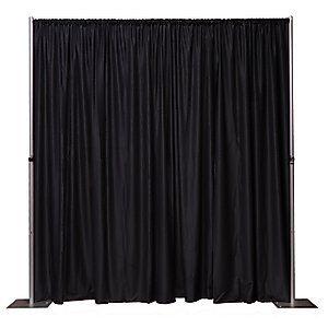 OnlineEEI, Adjustable Height Pipe and Drape Backdrop or Room Divider Kit, 7ft to 12ft High x 7ft to 12ft Wide, Black Premier Drape Included