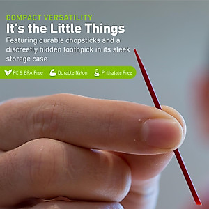 Humangear GoBites Quattro | Travel & Camping Utensils | Portable & Convertible Dining Ware | Multi-Functional Fork, Spoon, Chopsticks, Red