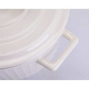 WHJY White Colorful Ceramic Casserole Dish with Lid，1 Quart Ceramic Casserole Pan for Bakeware Oven