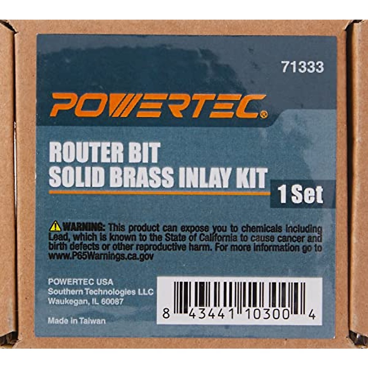 POWERTEC 71333 Router Bits Solid Brass Inlay Kit | for 1/4 Templates for High RPM Routing | Includes 1/8 Carbide Router Bit/Cutter + 1/4 Shank, Universal Bushing, Retainer Nut, Collar, Alignment Pin
