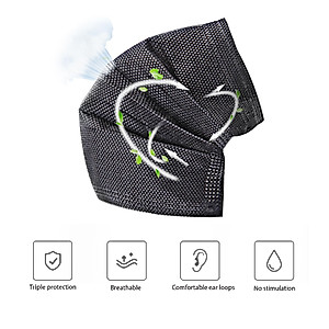 DC-BEAUTIFUL 100 Pieces Black Disposable Face Masks, Non Woven 3ply Earloop Disposable Masks, Fit for Adults