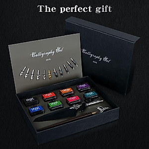 AIVN Complete Calligraphy Set for Beginners, Includes Calligraphy Pens, 12 Nibs, Quill Pen and Ink Set, Caligraphy Kits, Pen Holder and Introduction Booklet for Elegant Writing