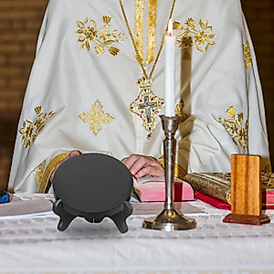 VOSAREA Obsidian Scrying Mirror Natural Black Obsidian Stone Circle Disc Round Plate Feng Shui Mirror for Office Home Desk Decor Crafts