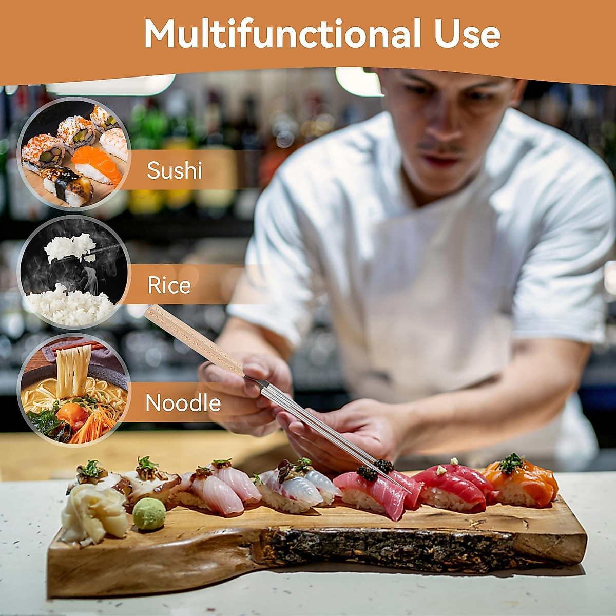 Sushi Chopsticks, 11in Extra Long Metal Chopsticks Japanese Cooking Chopsticks Sushi Chef Traditional Garnishing Plating Tweezers(S)